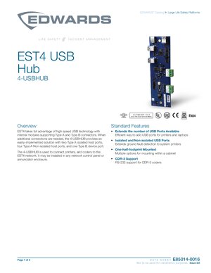 Edwards EST 4-USBHUB Datasheet 2023 | FACP Manuals