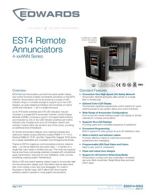 Edwards EST4 Remote Annunciators Datasheet 2024 | FACP Manuals