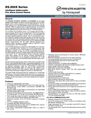 Fire-Lite ES-200X Series Datasheet (2023) | FACP Manuals