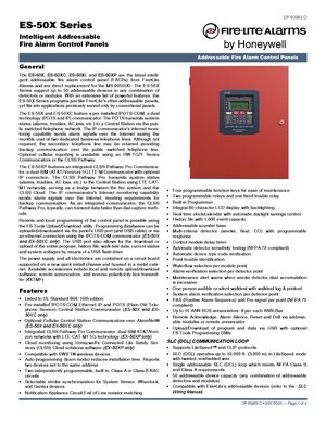 Fire-Lite ES-50X Series Datasheet | FACP Manuals