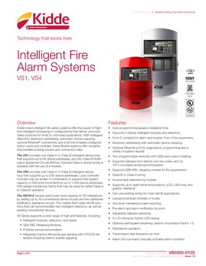 Kidde VS1 and VS4 Datasheet | FACP Manuals